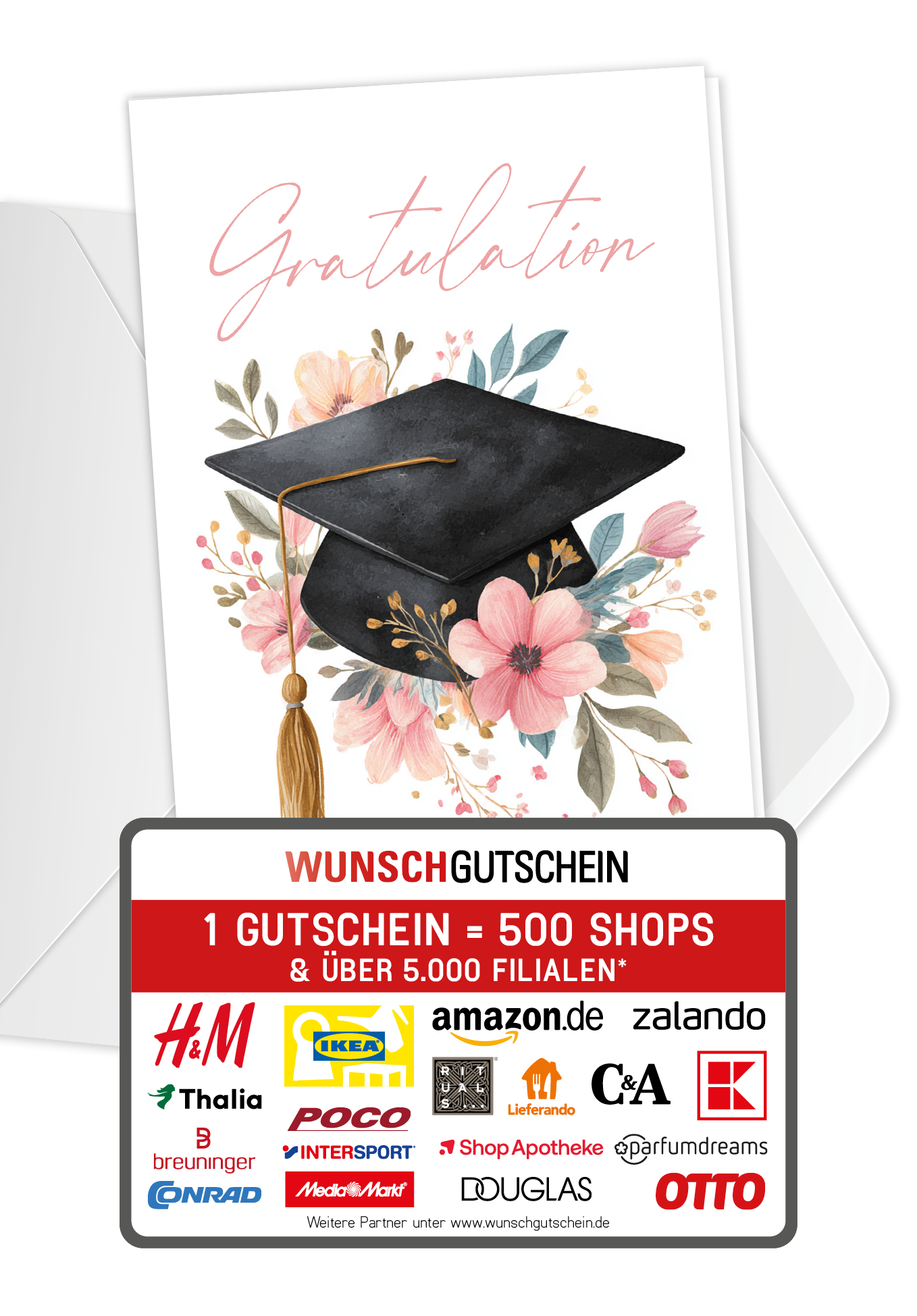 Gratulation - Hut mit Blumen – Wunschgutschein Deutschland